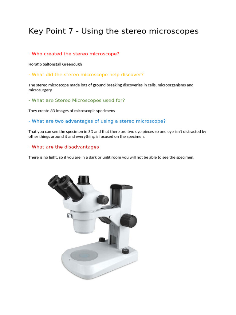 Benefits and Uses of Stereo Microscopes | PDF