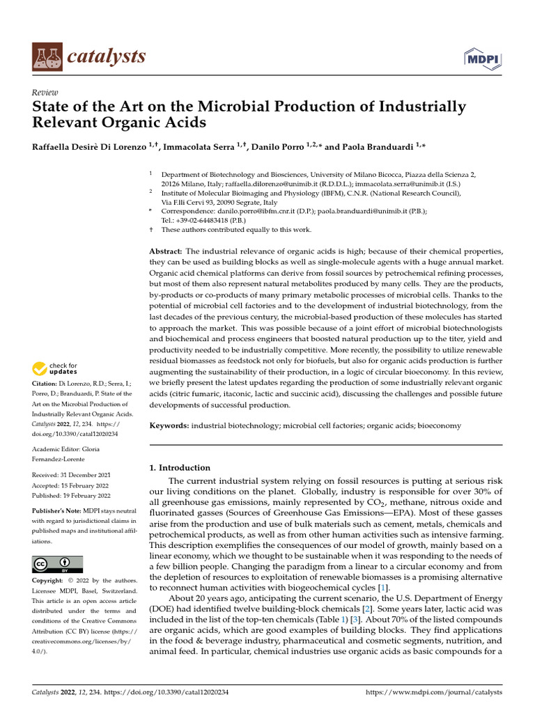 State of The Art On The Microbial Production of Industrially Relevant ...