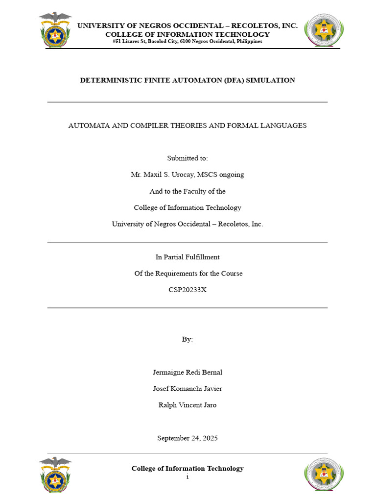 Deterministic Finite Automaton (Dfa) Simulation | PDF | Automata Theory | Theory Of Computation