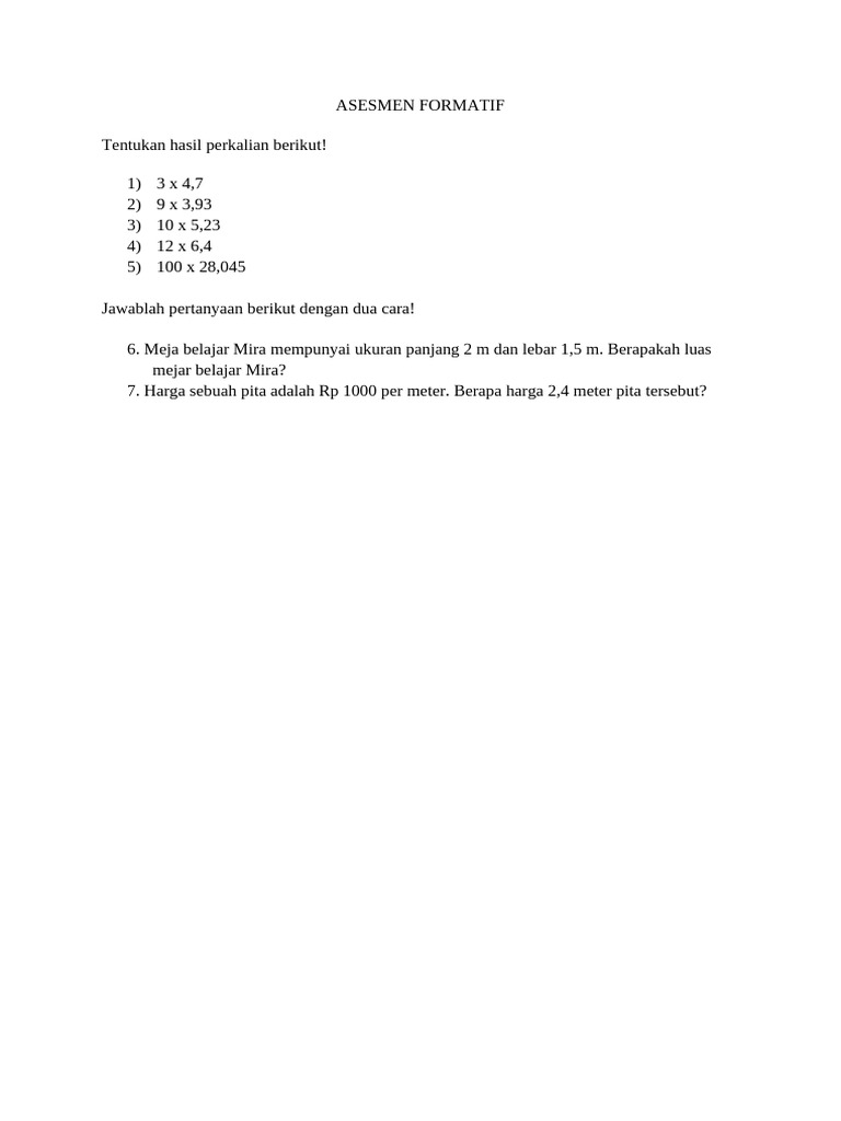 Soal Asesmen Formatif | PDF