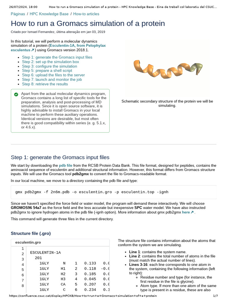 Gromacs Protein Simulation Guide | PDF | Solvation | Protein Data Bank