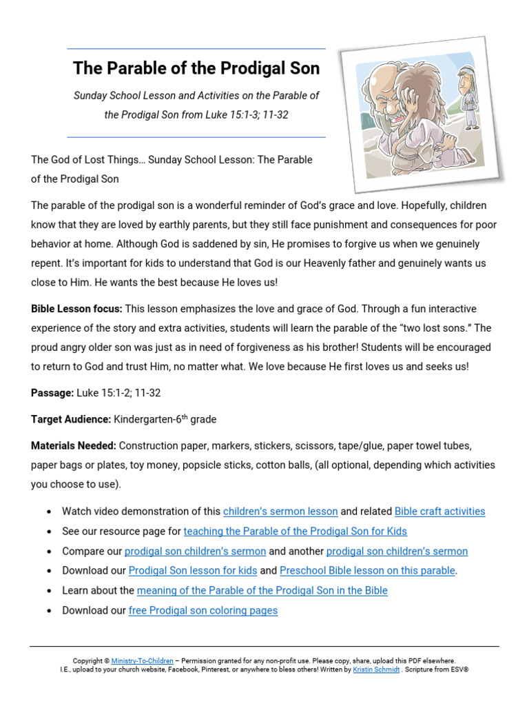 Prodigal Son Lesson for Kids PDF | PDF | Forgiveness