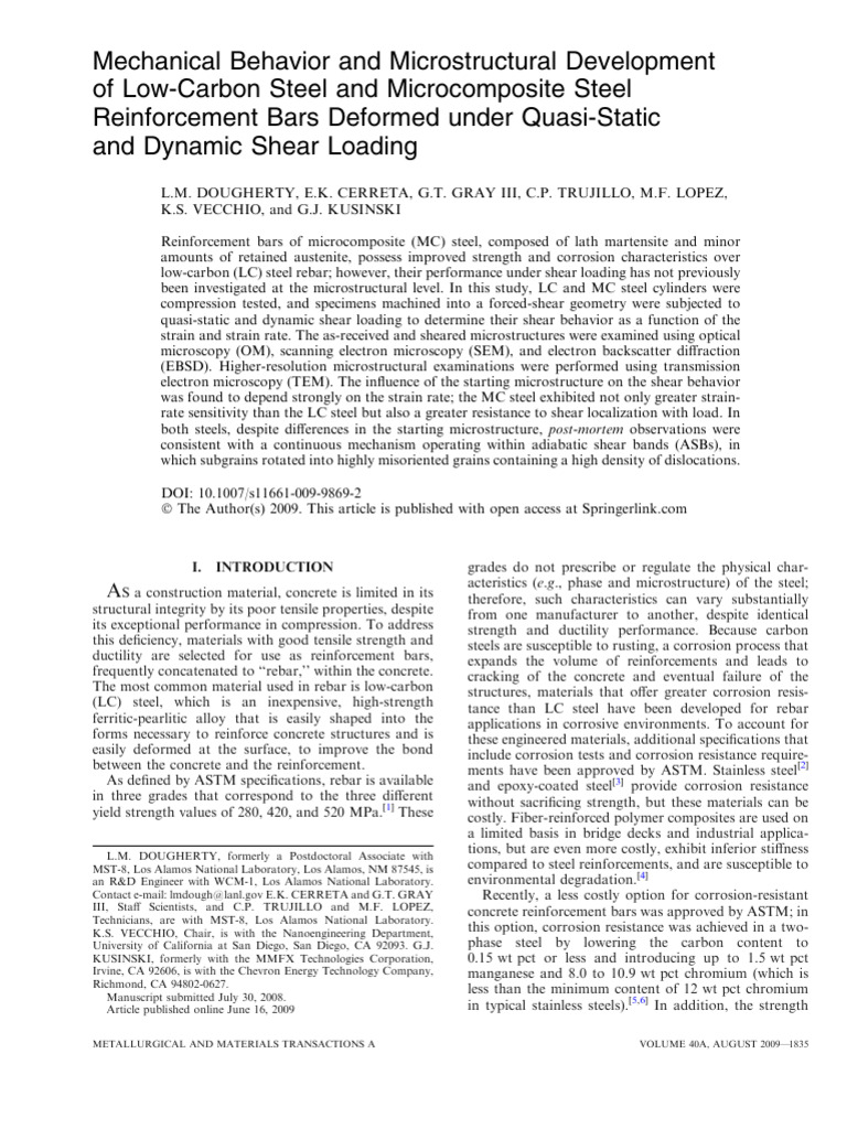 Mechanical Behavior and Microstructural Development of Low-Carbon Steel ...
