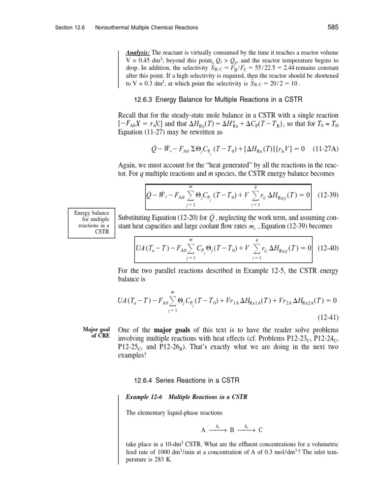 CSTR Multiples Reacciones | PDF | Chemistry | Chemical Engineering