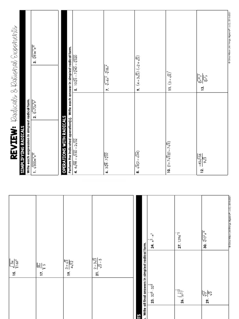 Extra Practice - Radicals and Rational Exponents | PDF