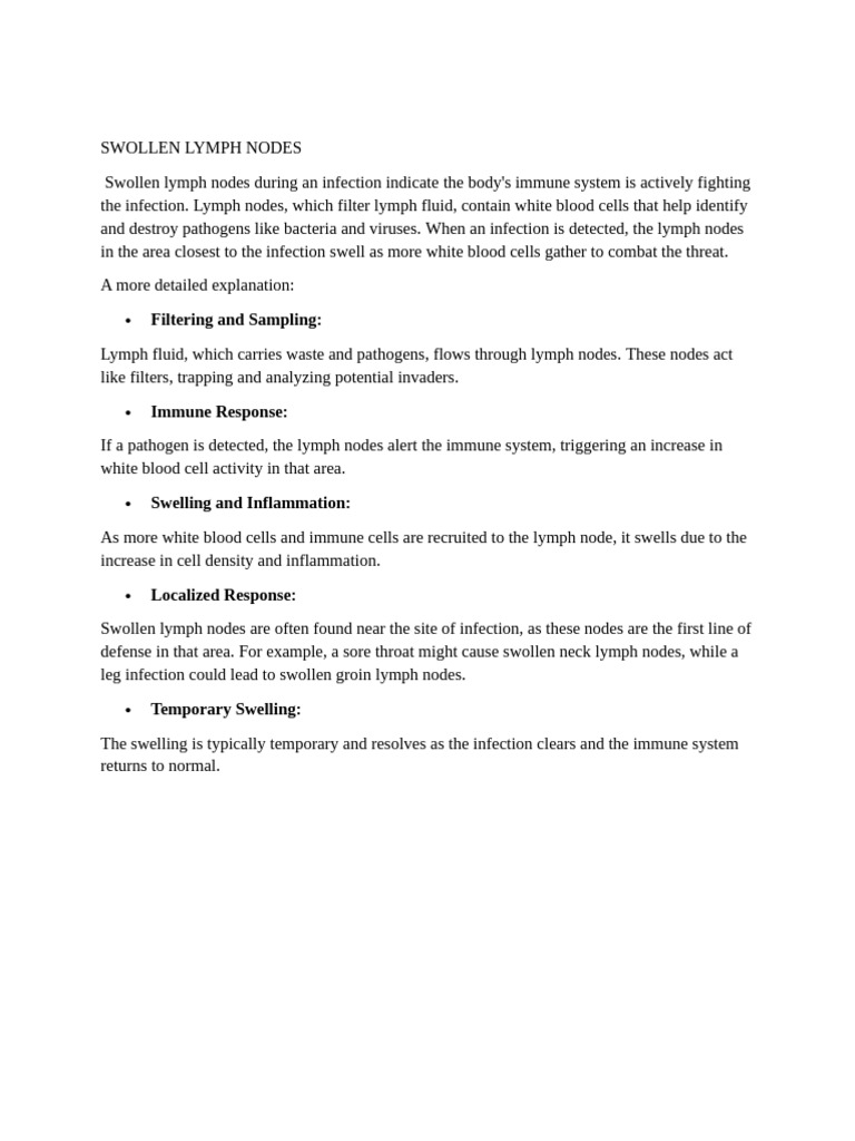 Swollen Lymph Nodes During An Infection Indicate | PDF | Ventricle ...