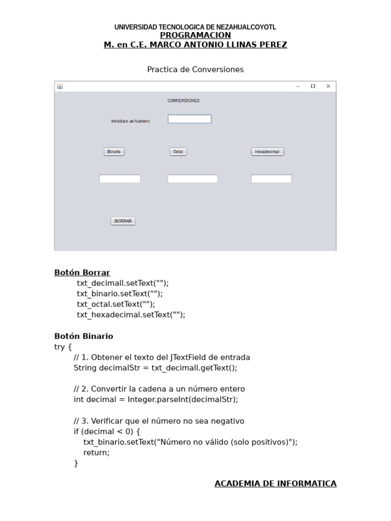 Practica de Conversiones | PDF | Aritmética | Programación de computadoras