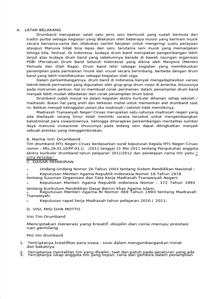 PDF Contoh Program Kerja Marching Band | PDF