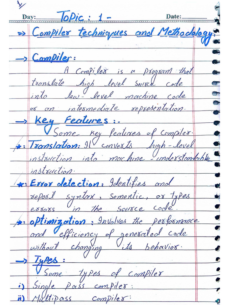 Handwritten Notes of Compiler Construction CSI - 501-609 - Prepared by ...