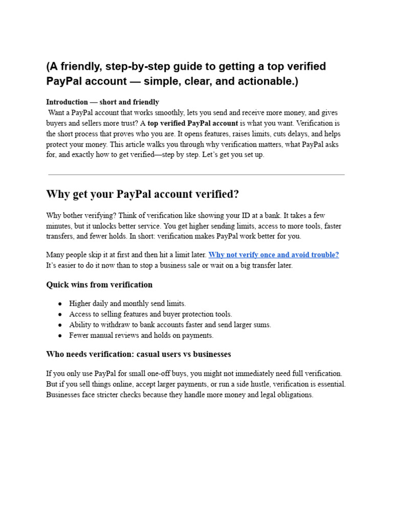 Guide to Getting Verified on PayPal | PDF | Pay Pal | Identity Document