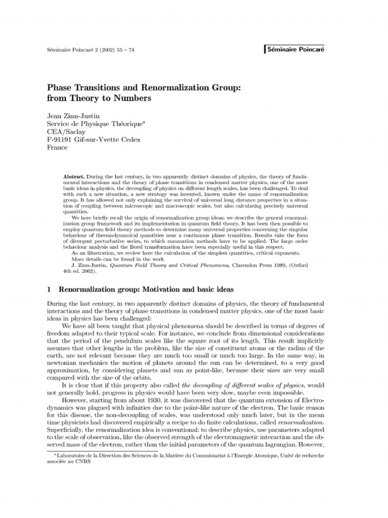 Renormalization Group in Phase Transitions | PDF | Physics | Quantum ...