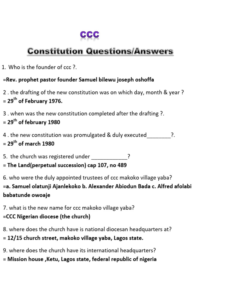 CCC Constitution Overview and History | PDF | Jesus