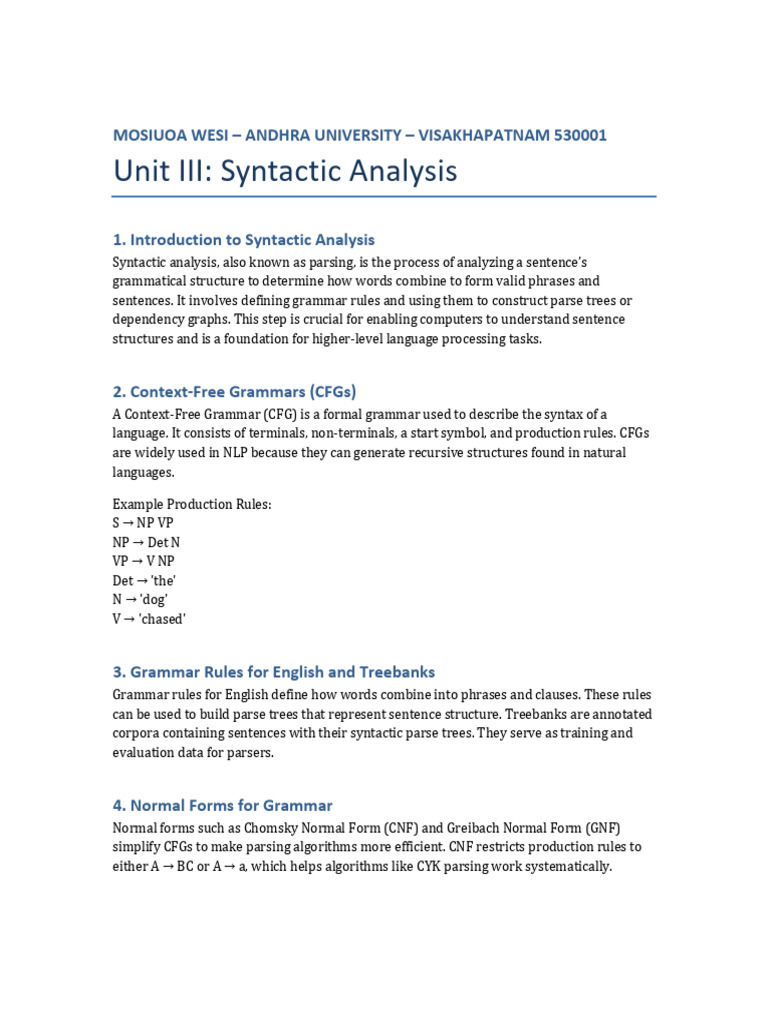 Mosiuoa Wesi Nlp Unit 3 | PDF | Parsing | Syntax