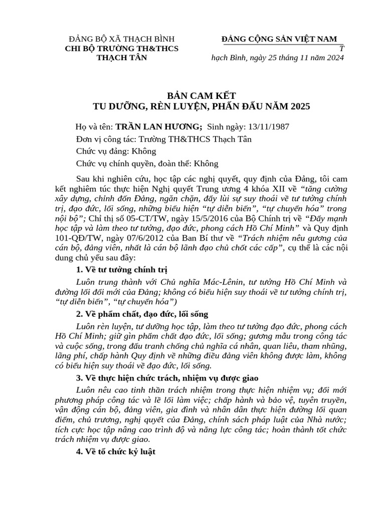 Mau BS.Ban cam ket tu duong, ren luyen | PDF