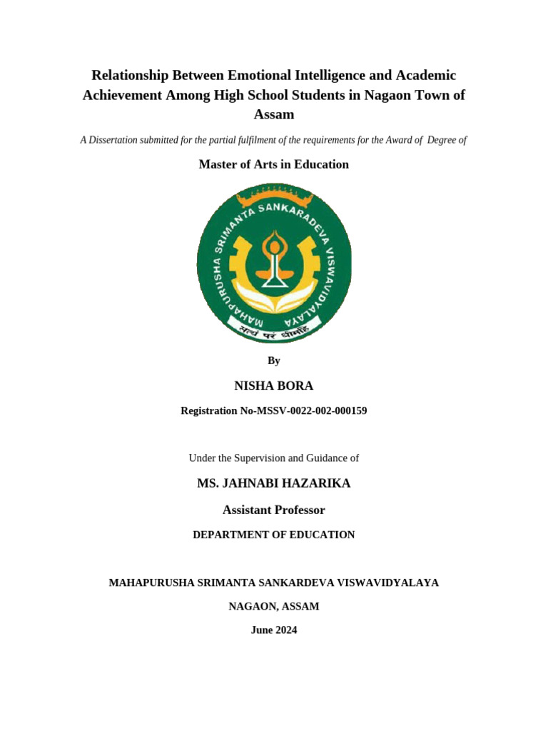 Emotional Intelligence and Academic Success | PDF | Statistics | Thesis