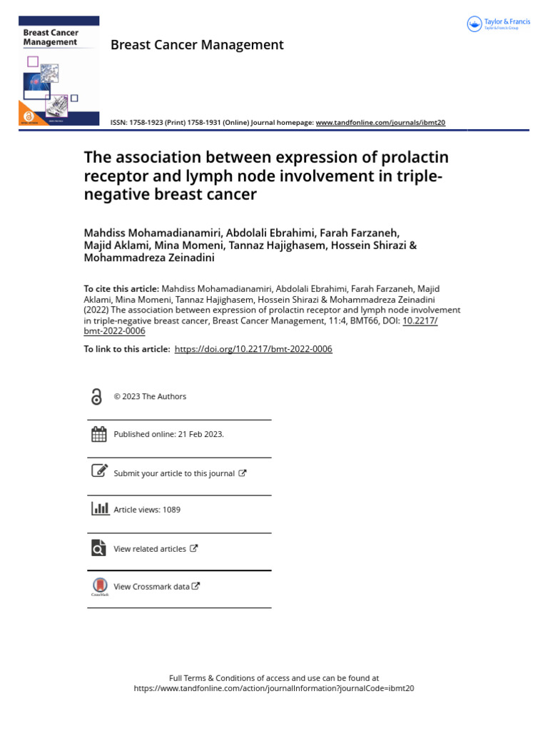 The Association Between Expression of Prolactin Receptor and Lymph Node ...