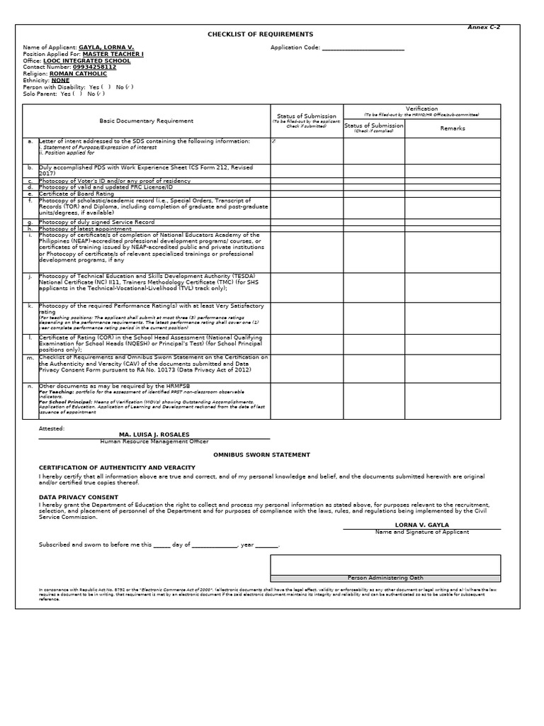 Annex C-2 Application Requirements | PDF