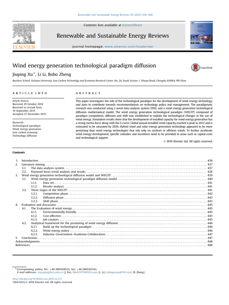 Wind Energy Technology Diffusion Analysis | PDF | Wind Power ...