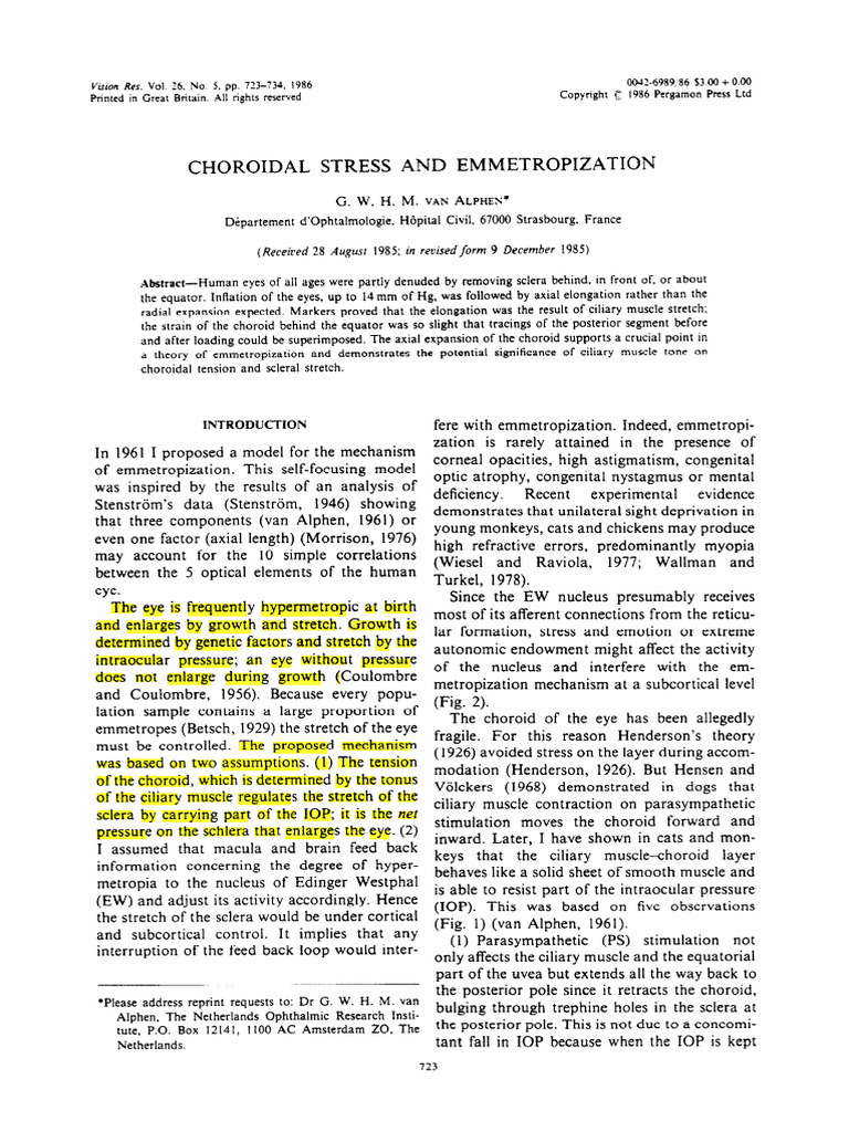 Stress Impact on Eye Emmetropization | PDF | Eye | Cerebral Cortex