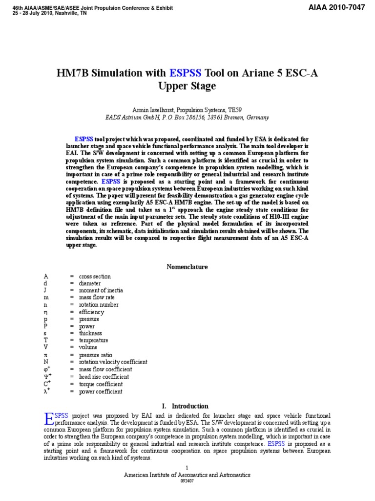 AIAA-2010-7047-560 (HM7B Simulation With ESPSS Tool On Ariane 5 ESC-A ...