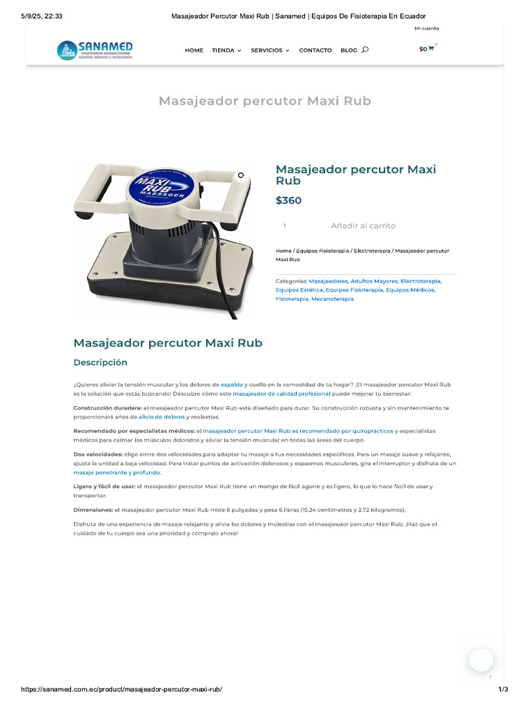 Masajeador Percutor Maxi Rub - Sanamed - Equipos de Fisioterapia en ...