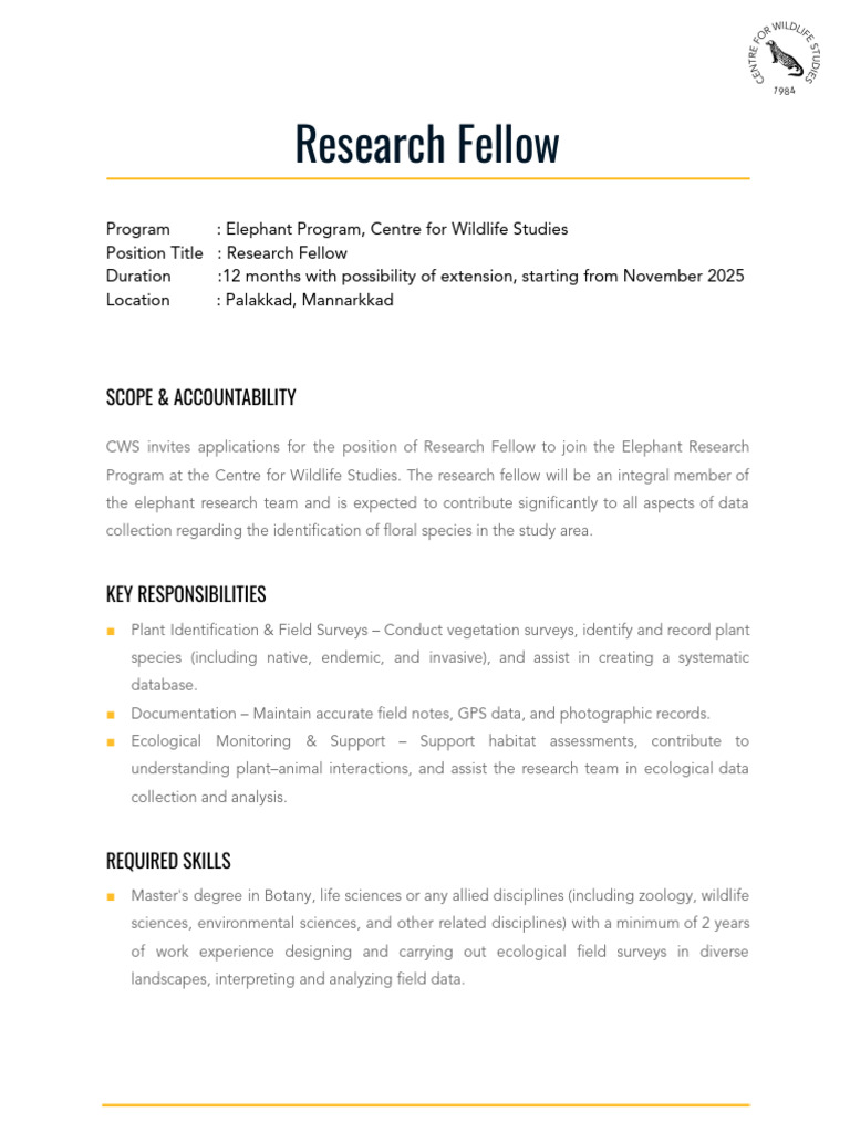 2025 CWS Research Fellow EP | PDF | Field Research | Geographic ...