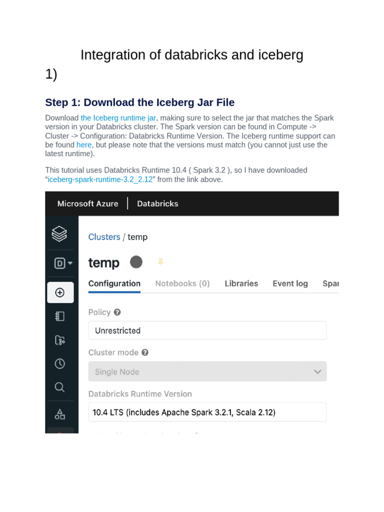 Integration of Databricks and Iceberg | PDF | Apache Spark | Apache Hadoop
