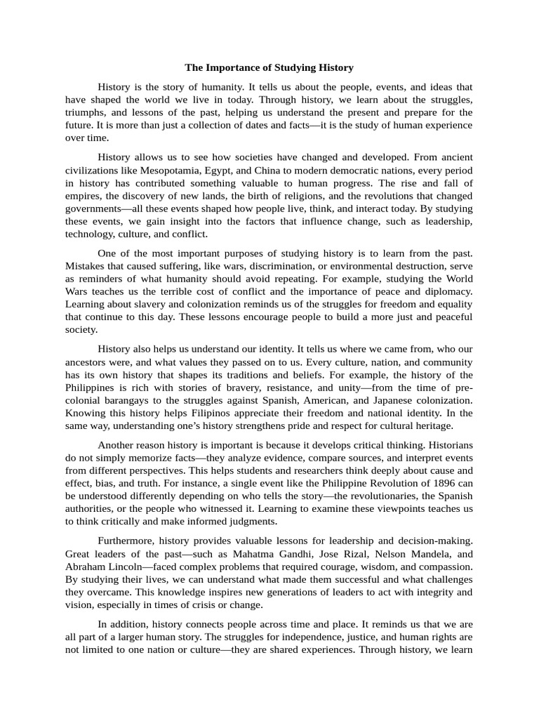 Why Studying History Matters | PDF | Courage | Liberal Arts Education