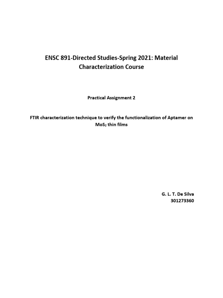 Directed Studies Report2 - FTIR Characterization | PDF | Absorption ...