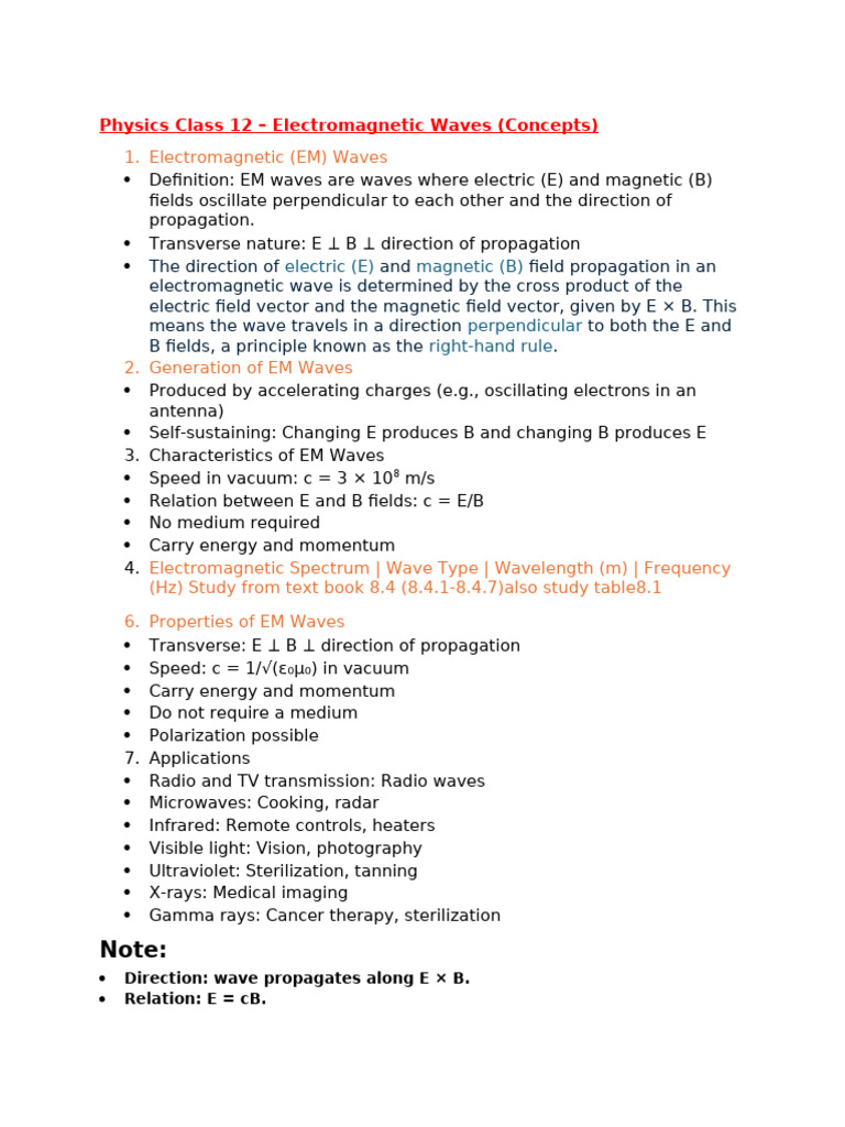 Chapter8-Electromagnetic Waves Concepts | PDF