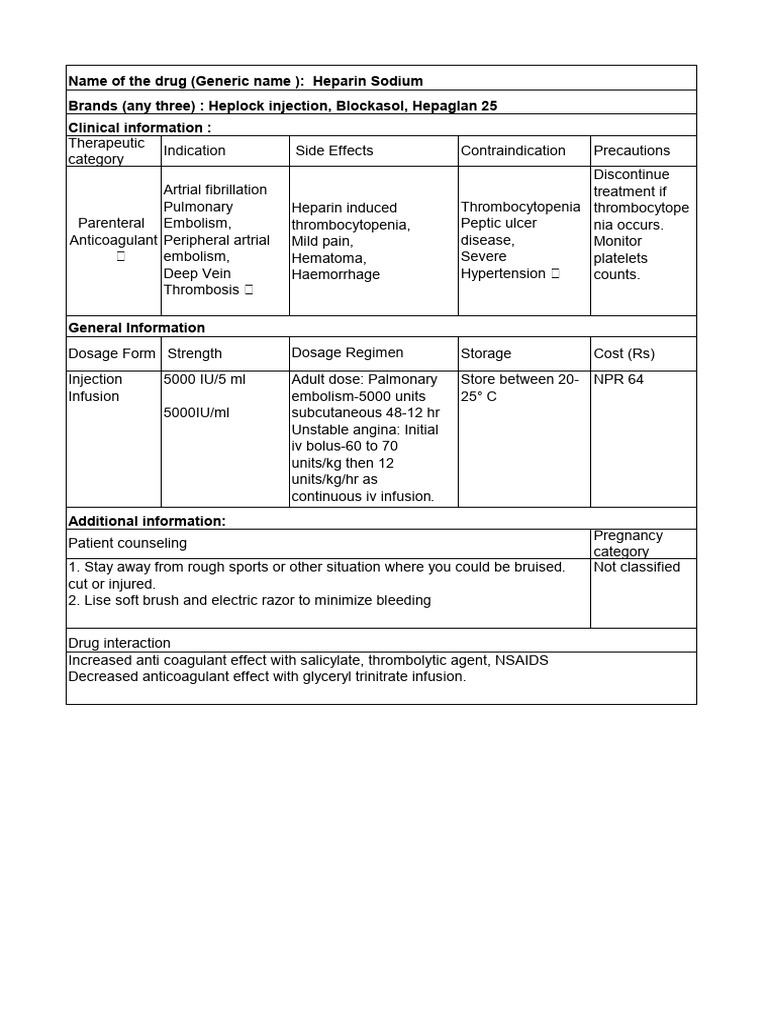 Heparin Formulary | PDF