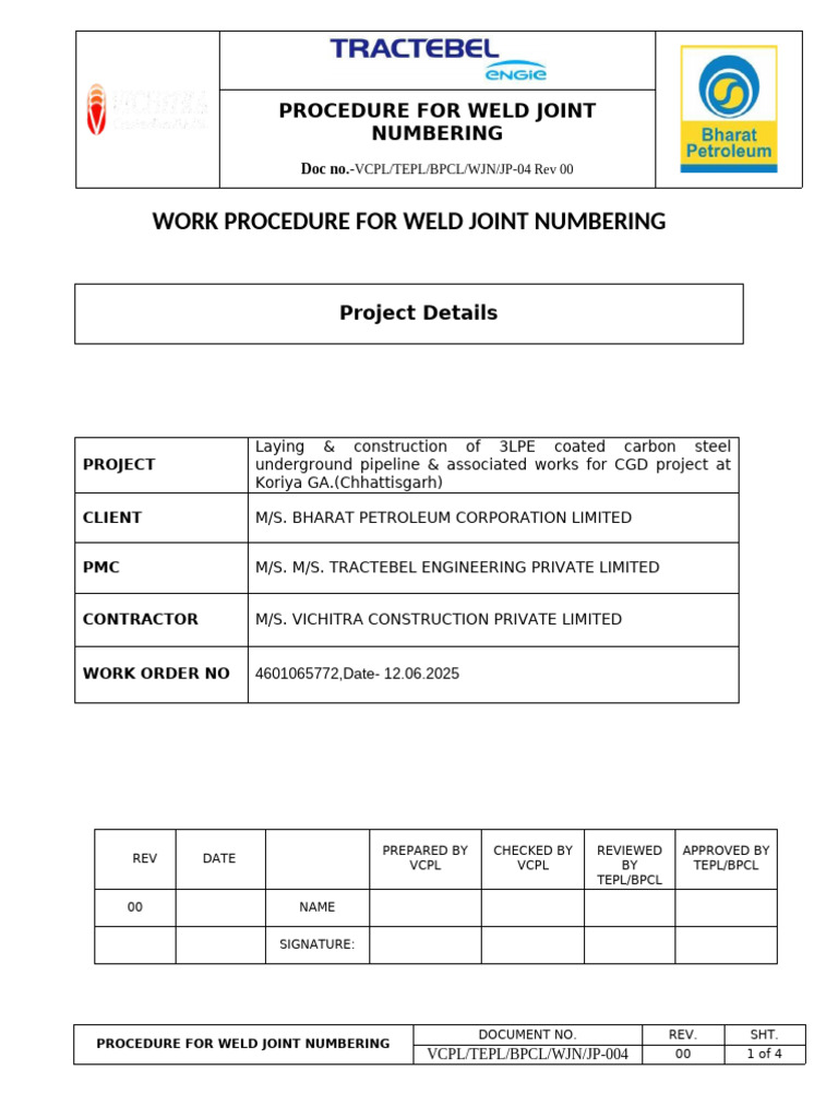 Weld Joint Numbering Procedure Guide | PDF | Industrial Processes ...