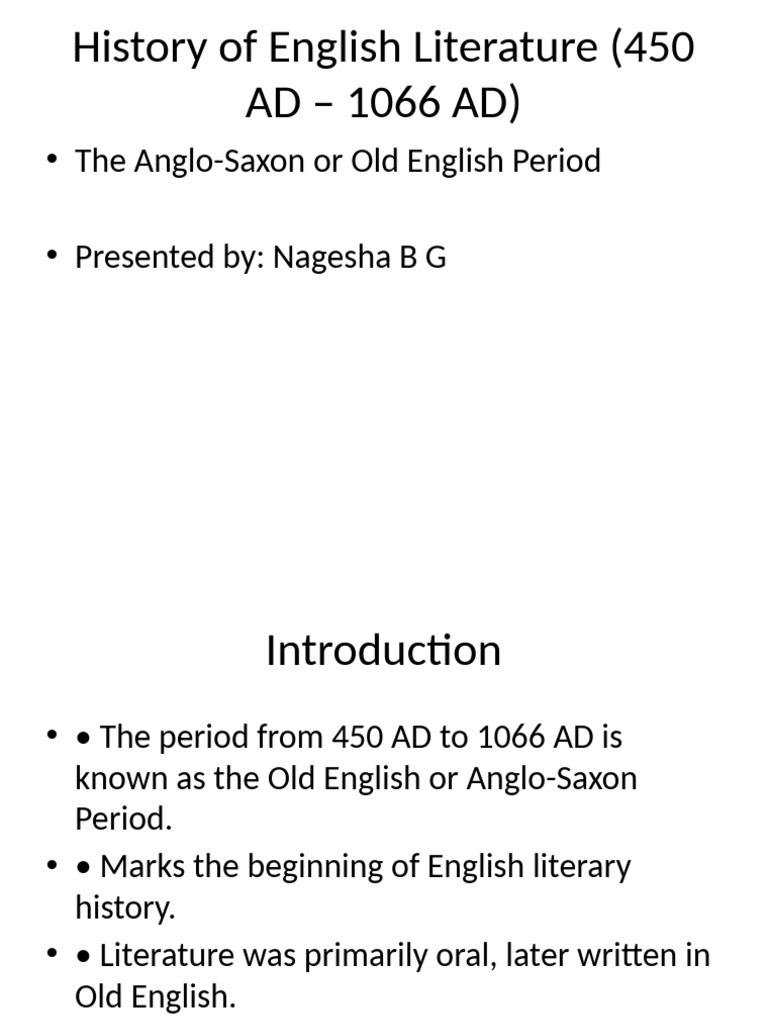 Anglo-Saxon Literature (450-1066 AD) | PDF | Poetry | English Literature
