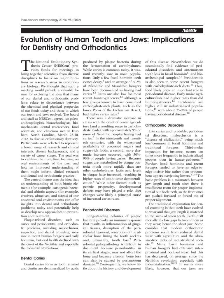 Human Teeth Evolution and Dentistry Insights | PDF | Orthodontics ...