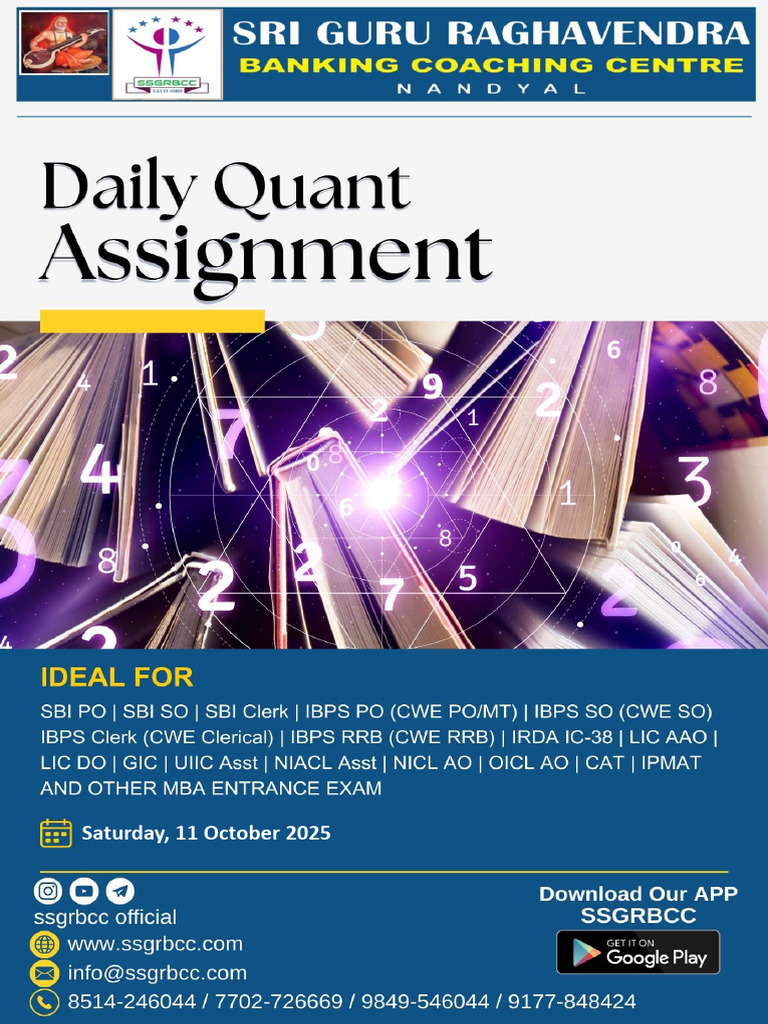 11 Oct 25 Sri Guru Raghavendra Banking Coaching Centre Daily Quant | PDF