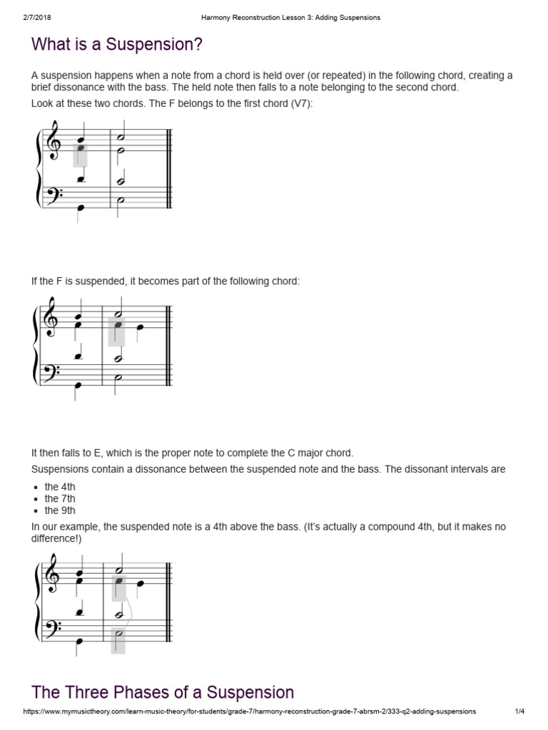 Harmony Reconstruction Lesson 3 - Adding Suspensions | PDF | Harmony ...