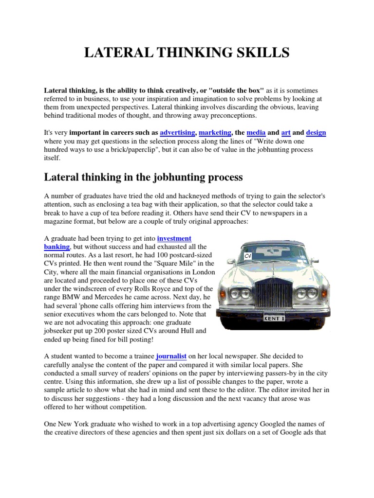Lateral Thinking Skills | PDF | Creativity | Google