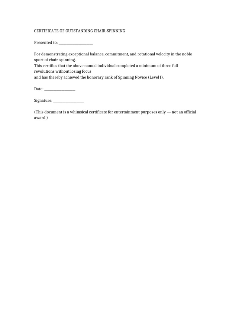 Certificate of Chair Spinning | PDF
