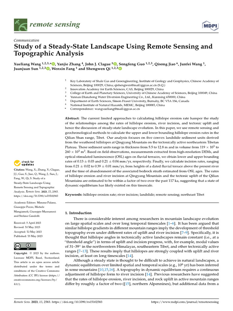 Study of A Steady-State Landscape Using Remote Sen | PDF | Fault ...