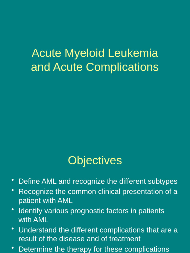 Acute Myeloid Leukemia Overview and Complications | PDF | Leukemia ...
