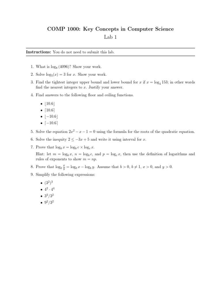 COMP 1000-Lab 1 | PDF