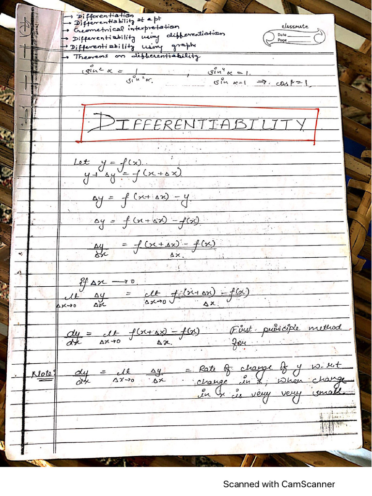 Differentiability Class 12 (Maths) | PDF