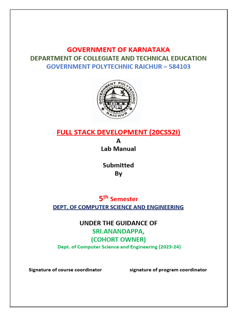 Full Stack Lab Manual | PDF | Software | Software Engineering