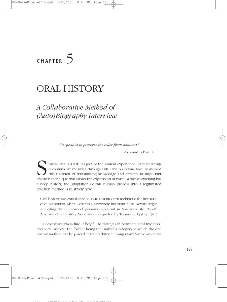 Oral History: A Unique Interview Method | PDF | Oral History | Narrative