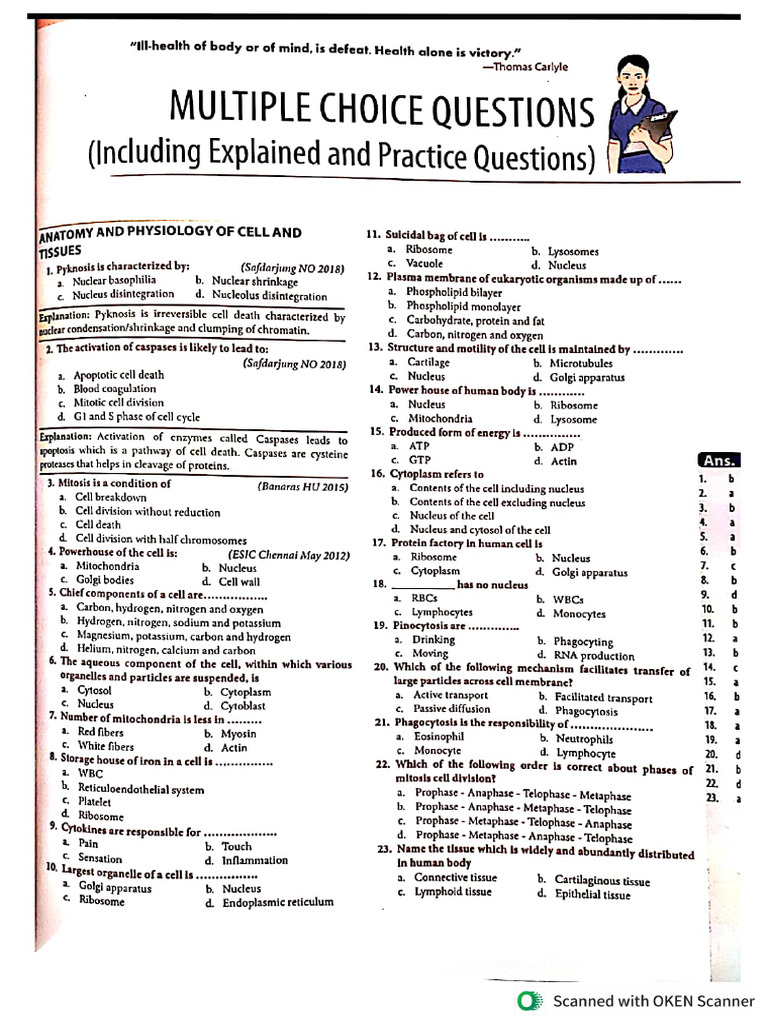 Nutrition and Biochemistry MCQ | PDF