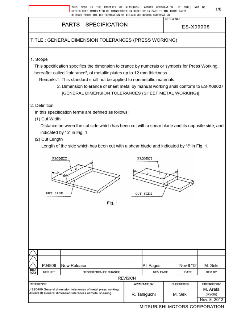 General Tolerances for Metal Pressing | PDF | Engineering Tolerance ...