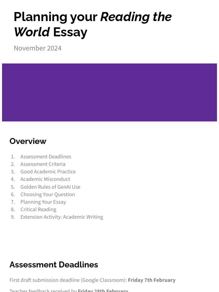 Guide to Writing Your Reading Essay | PDF | Essays | Academic Dishonesty