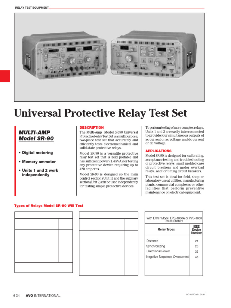 Multi-Amp SR-90 Relay Test Set | PDF | Relay | Alternating Current