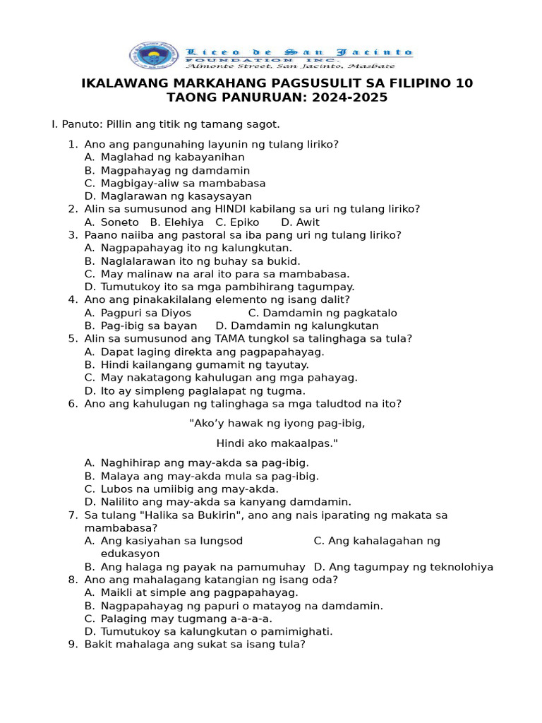 Filipino 10 | PDF