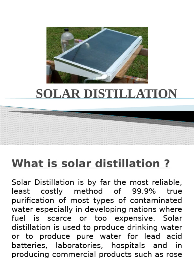 Solar Distillation: Efficient Water Purification | PDF | Water ...